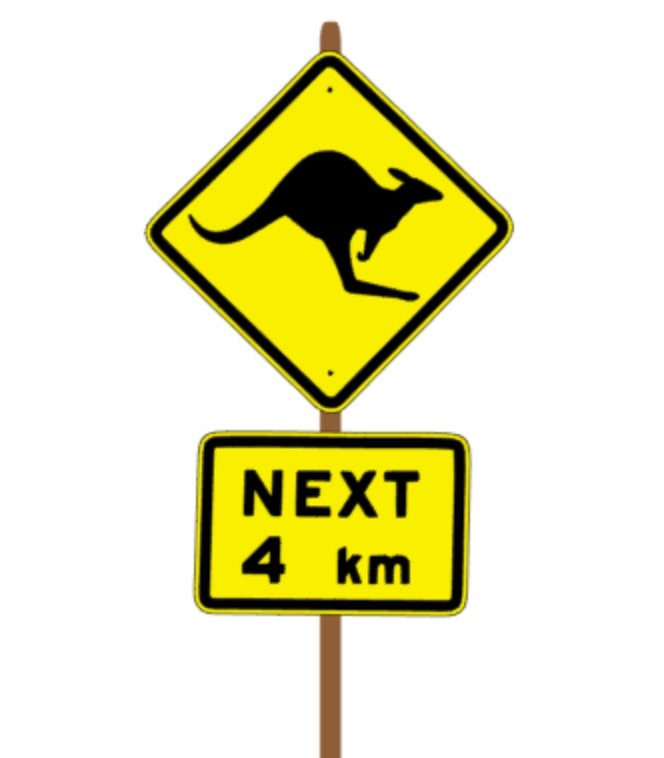 Kangaroo Road Sign
