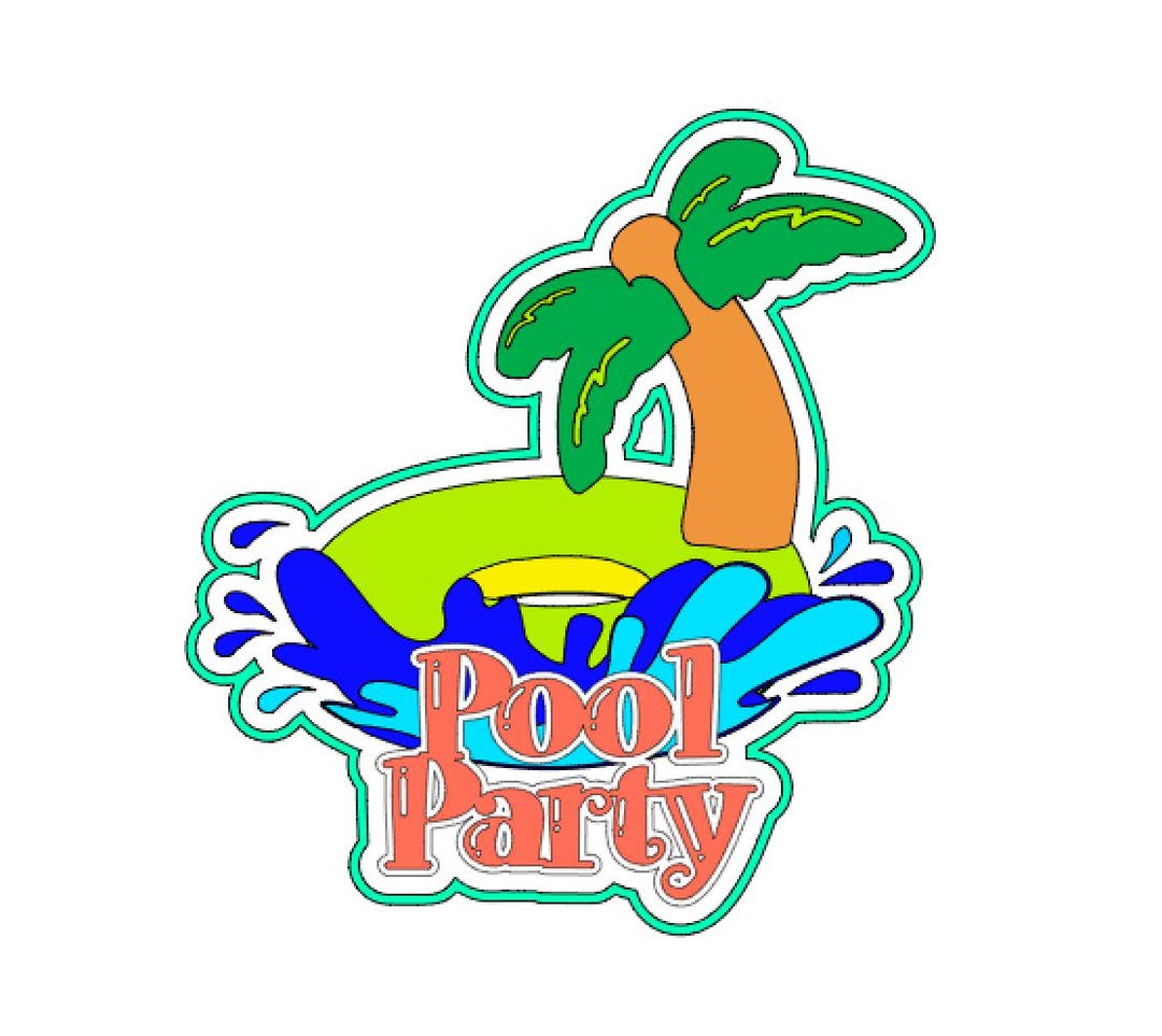 Pool Party .svg .png Scrapbook Title Digital Download Cutting File for ...
