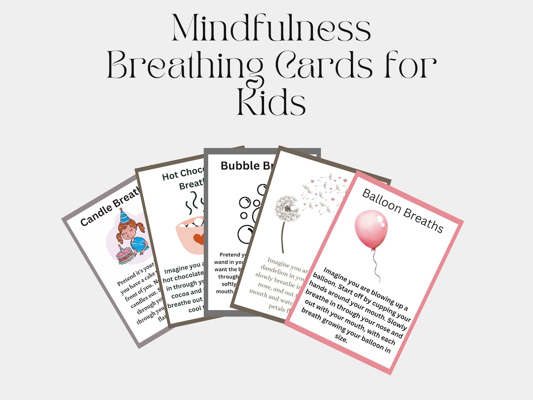 Mindfulness Breathing Cards for Kids, Calm Cards, Coping Strategies ...