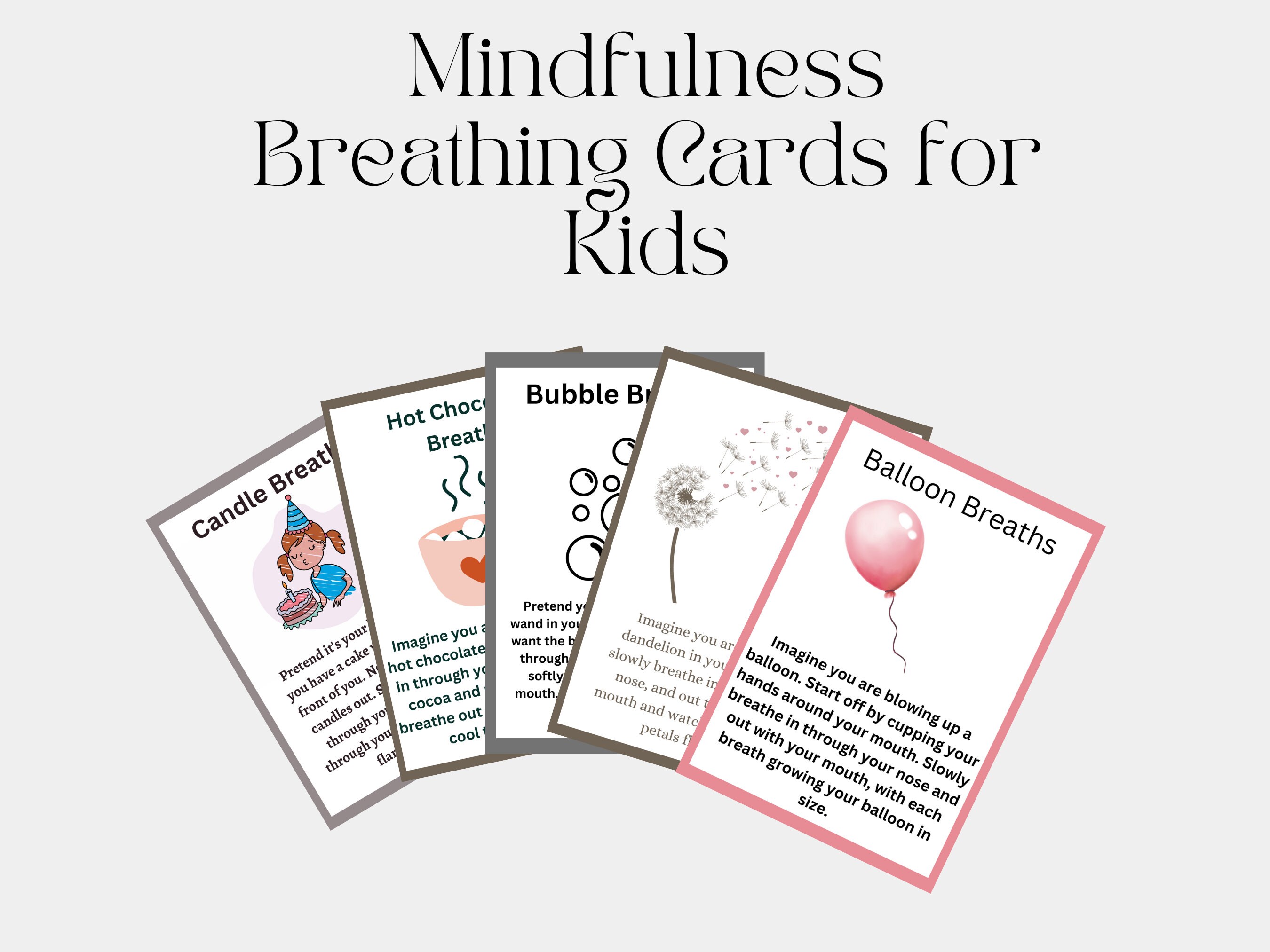 Mindfulness Breathing Cards for Kids, Calm Cards, Coping Strategies ...
