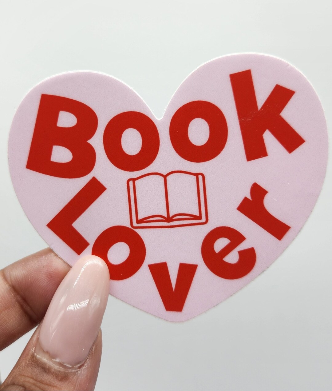 Pink & Red "book Lover" Heart Book Sticker for Water Bottles and ...