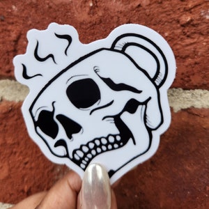 Skull Coffee Mug Sticker for Water Bottles and Hydroflask. Laptop Decal ...