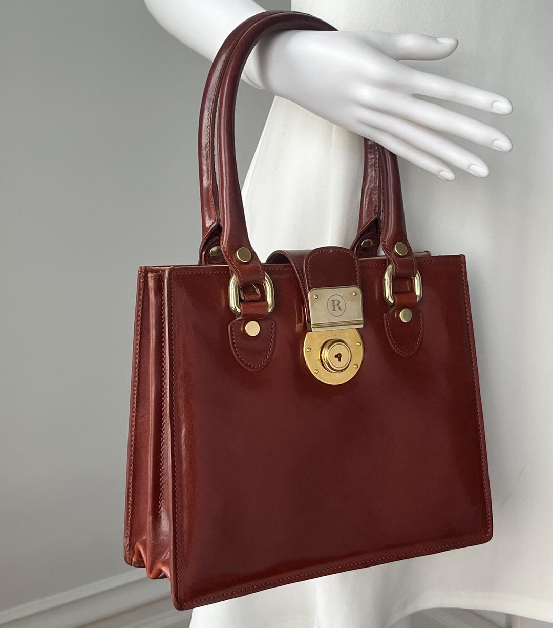 Vintage Italian Francesco Rogani Roma Designer Leather Handbag ...