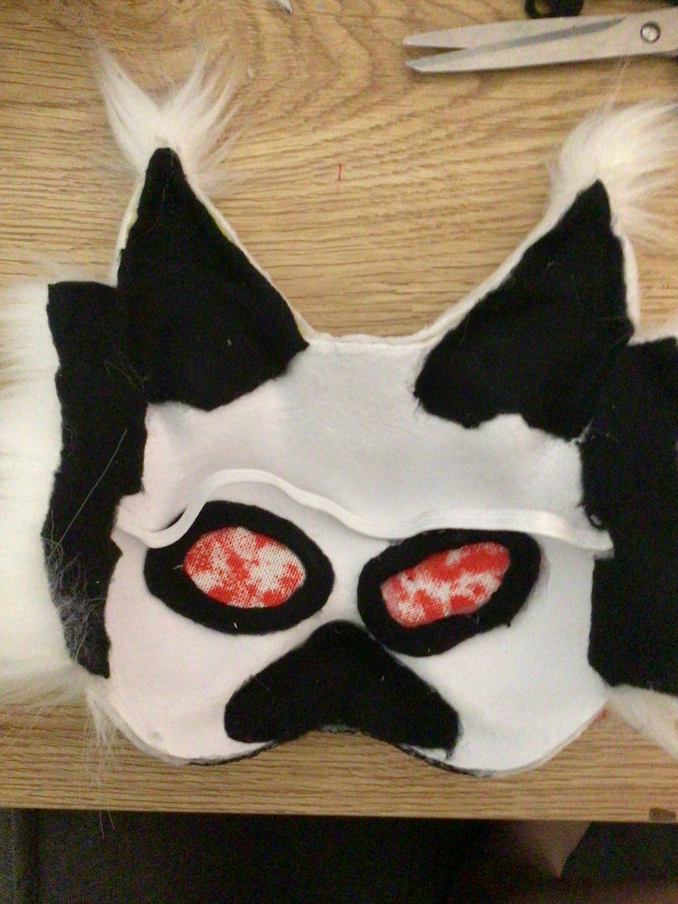 SUPER FLUFFY High Quality White Cat Therian Mask With Red Eyes ...