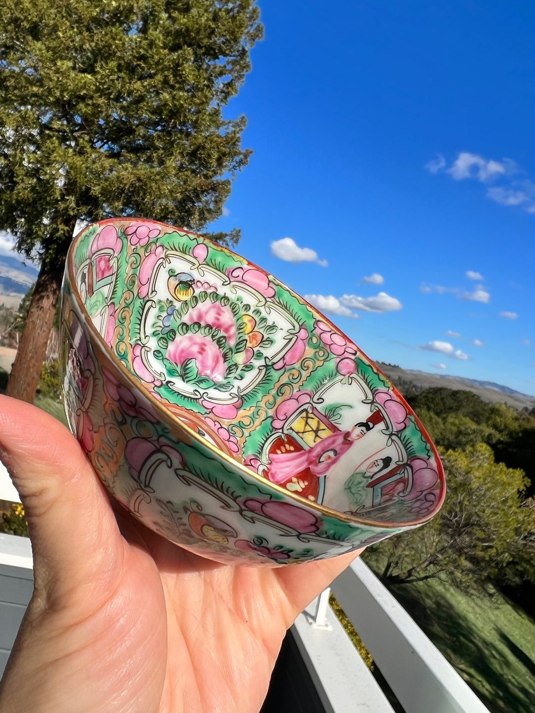 Vintage 1960s Rose Medallion Porcelain Set of 4 Rice Bowls With ...