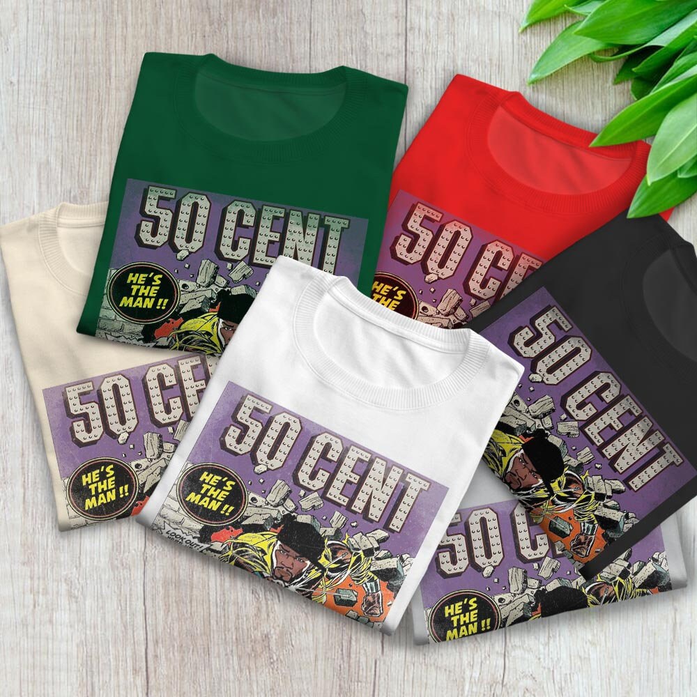 50 Cent Comic Art Book Retro Vintage 90s Hip Hop Gifts For Fan T-Shirt ...