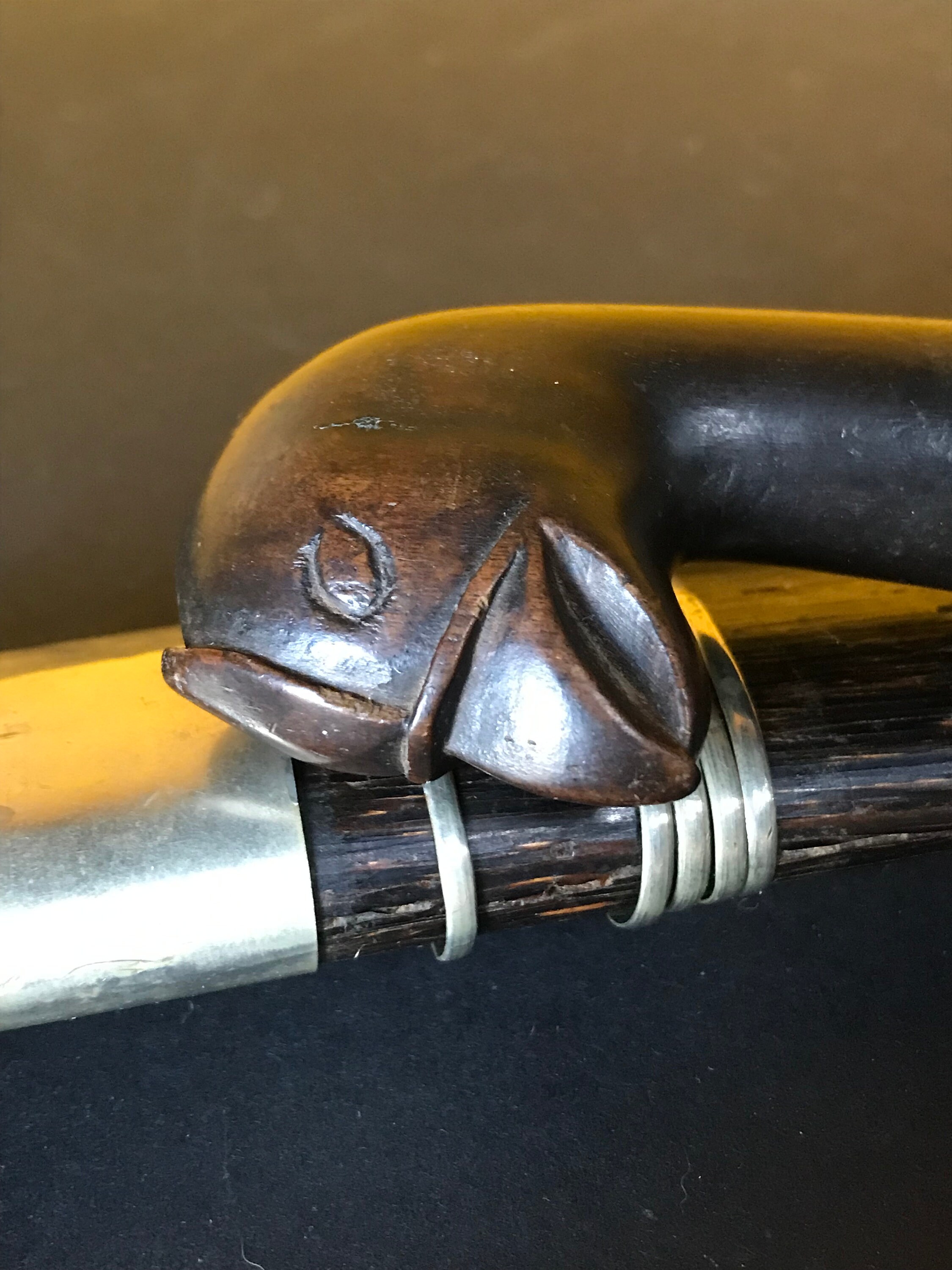 Antique Traditional Malay Golok, Legacy of Johor, Silver/wood, Damascus ...