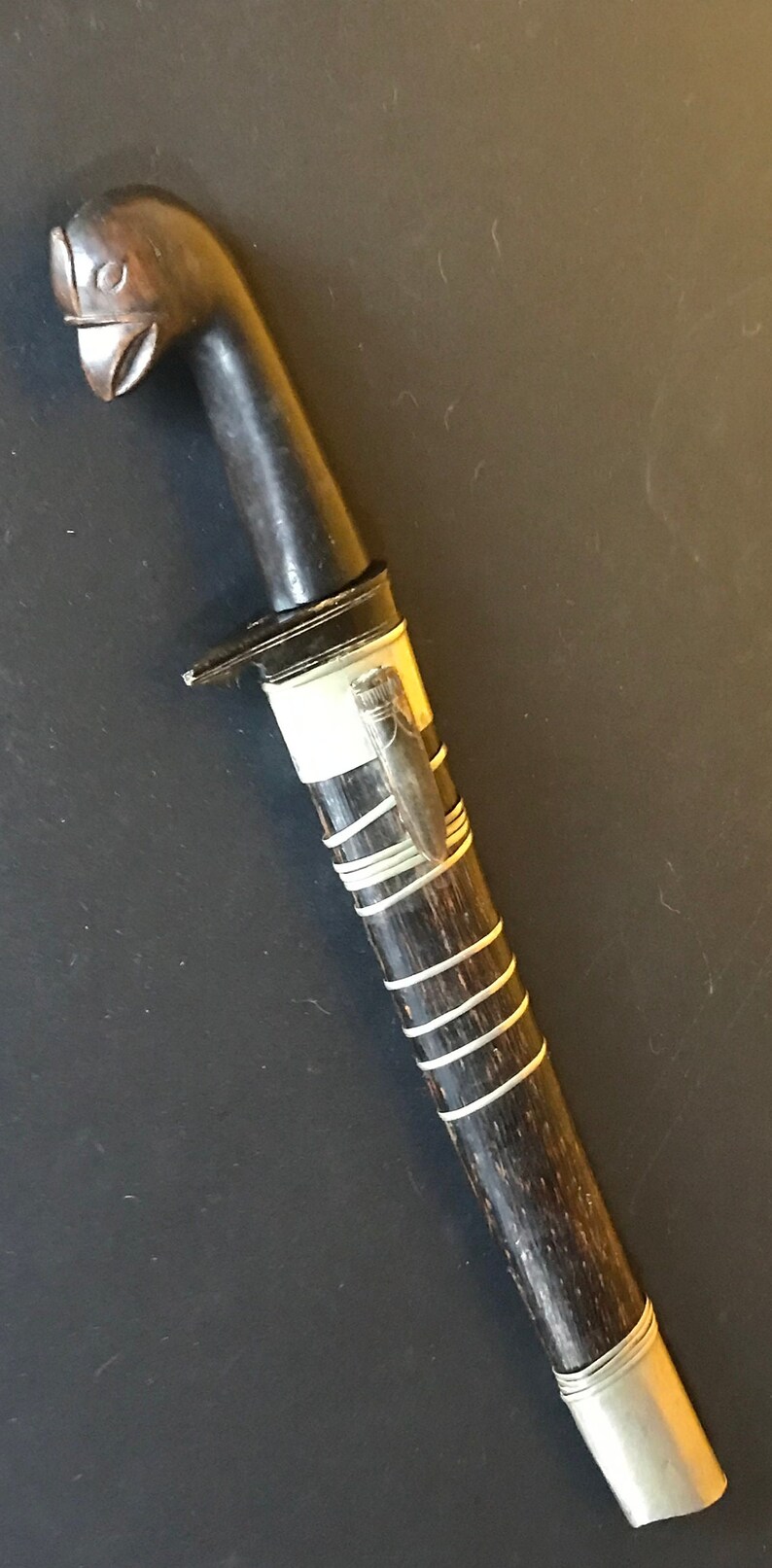 Antique Traditional Malay Golok, Legacy of Johor, Silver/wood, Damascus ...