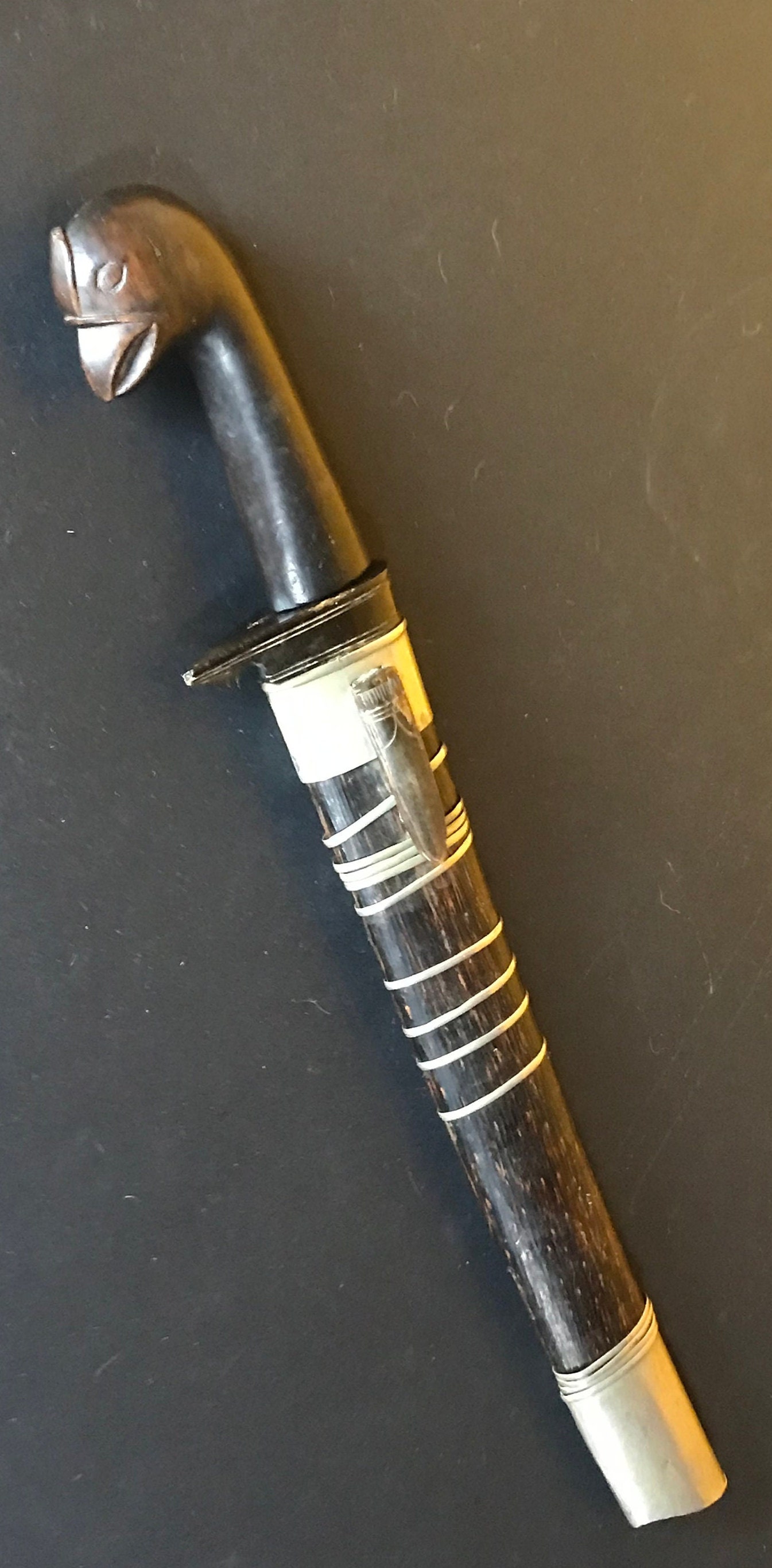 Antique Traditional Malay Golok, Legacy of Johor, Silver/wood, Damascus ...