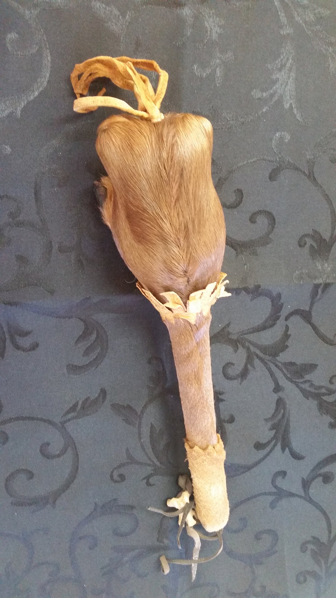 Pair of Native American Antique Ceremonial Rattles Deer Hair, Wood and ...