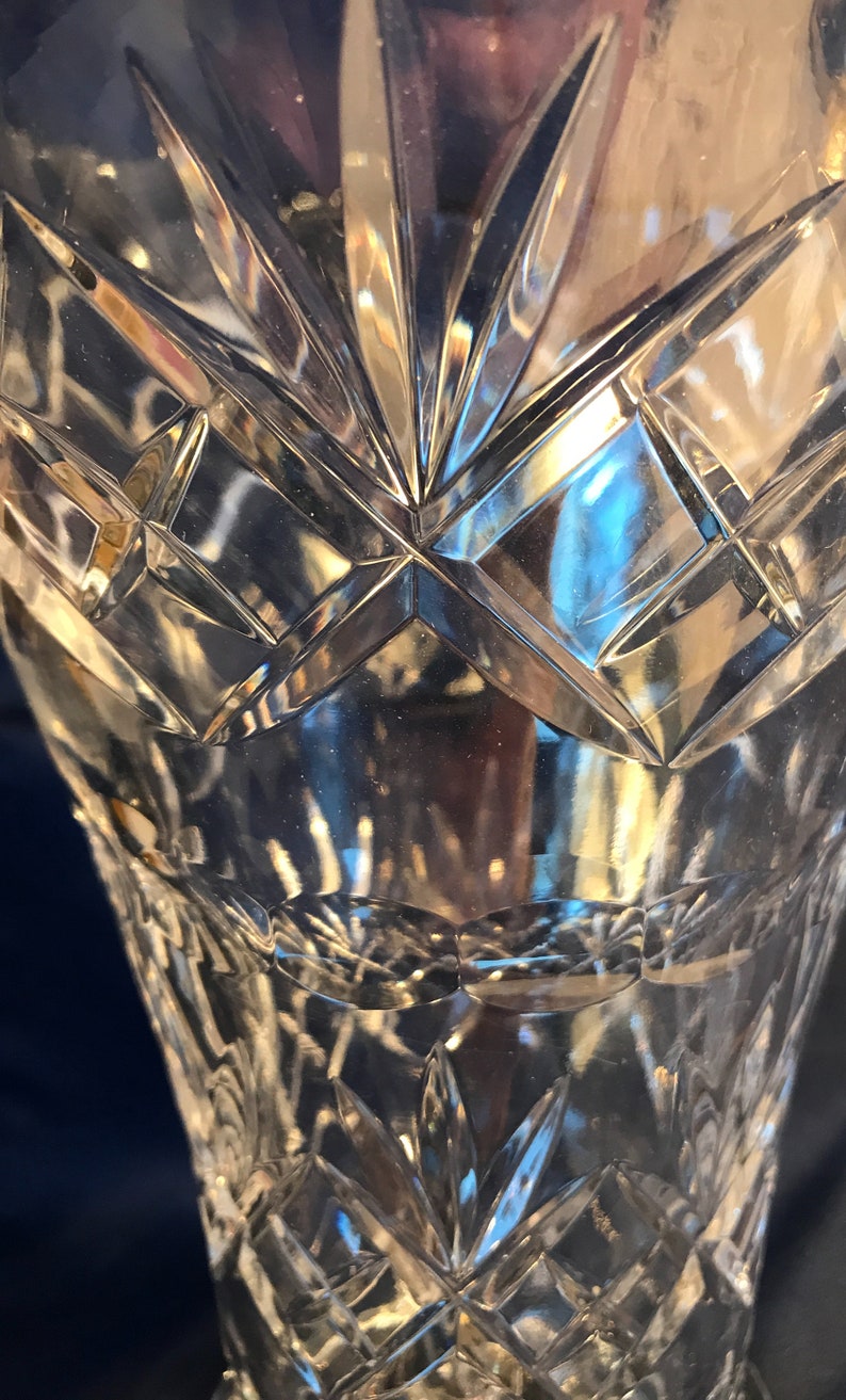 Vintage Large Crystal Flower Vase - 21cm H X 16.5 W (vase Opening) - Etsy