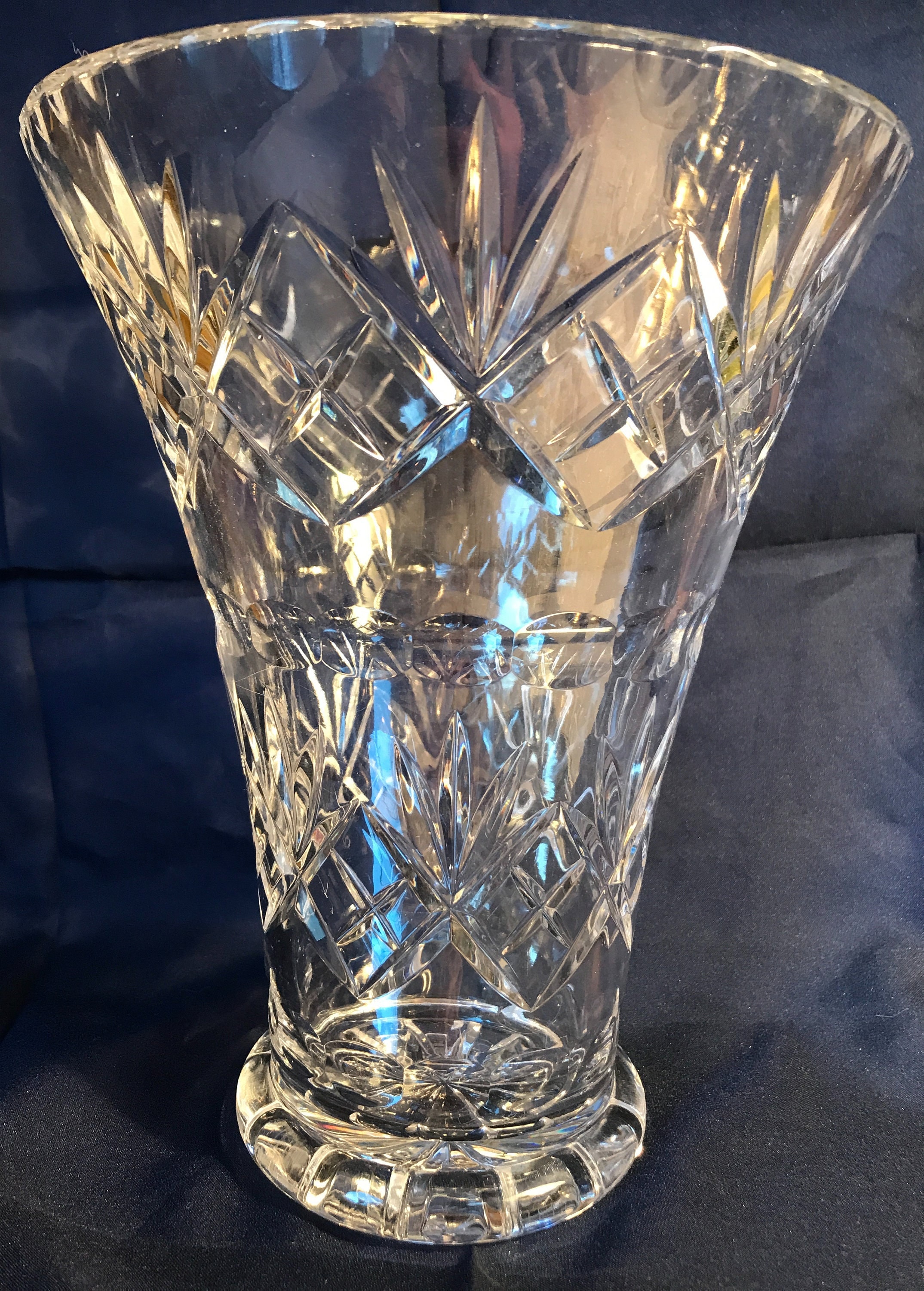 Vintage Large Crystal Flower Vase 21cm H X 16.5 W vase Opening - Etsy
