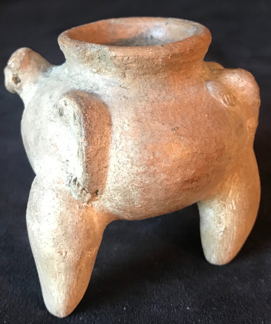Authentic Pre-columbian Terra Cotta Tri-pod Pottery Vessel Man/animal ...