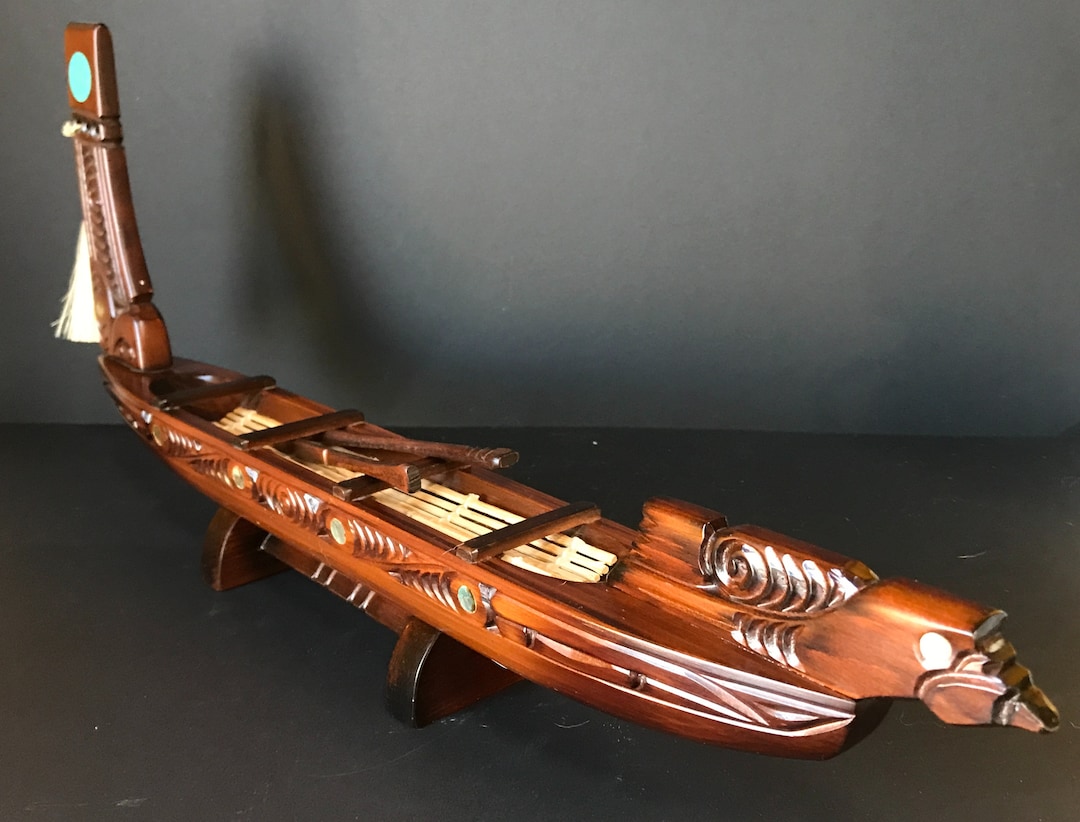 Maori Vintage Hand Carved Wooden Canoe Made in Totara New - Etsy