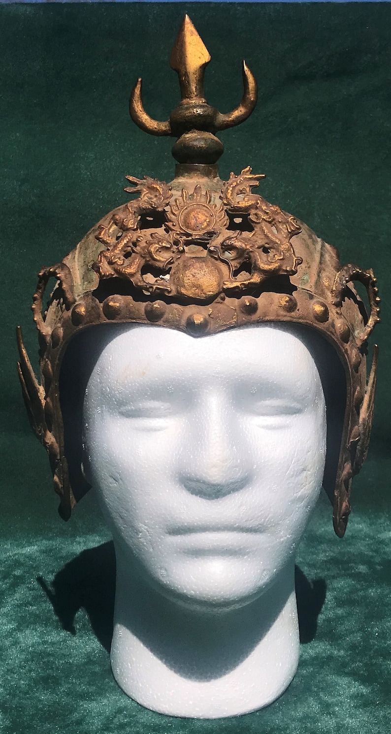 Vietnamese Tuong Opera Helmet: Bronze Warlord Costume, Tran Dynasty ...