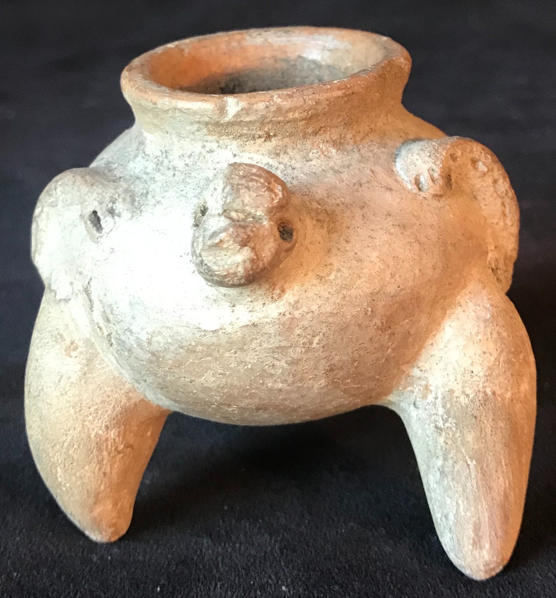 Authentic Terra Cotta Tri-pod Pottery Vessel Man/animal, Zoomorphic ...