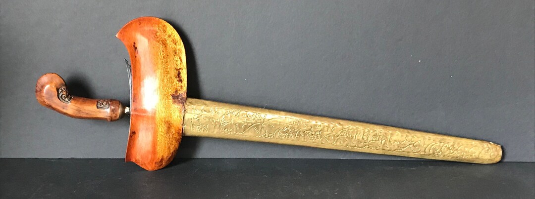 Keris/kris Javanese Surakarta Dagger Ethnographic Brass/wood Scabbard ...