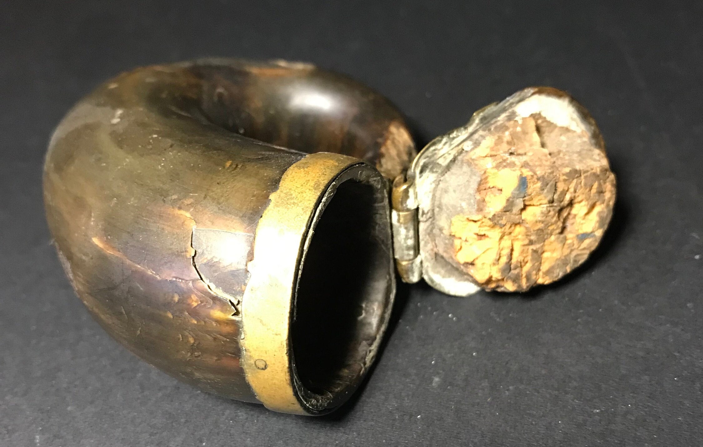 19thcent. Scottish Ram Horn Snuff Mull, Brass Mounted Top, C. 1820 - Etsy