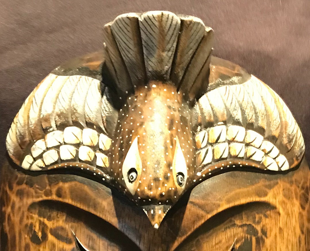 Indonesian Batik Wood Mask From Java "bird Lord" - Etsy