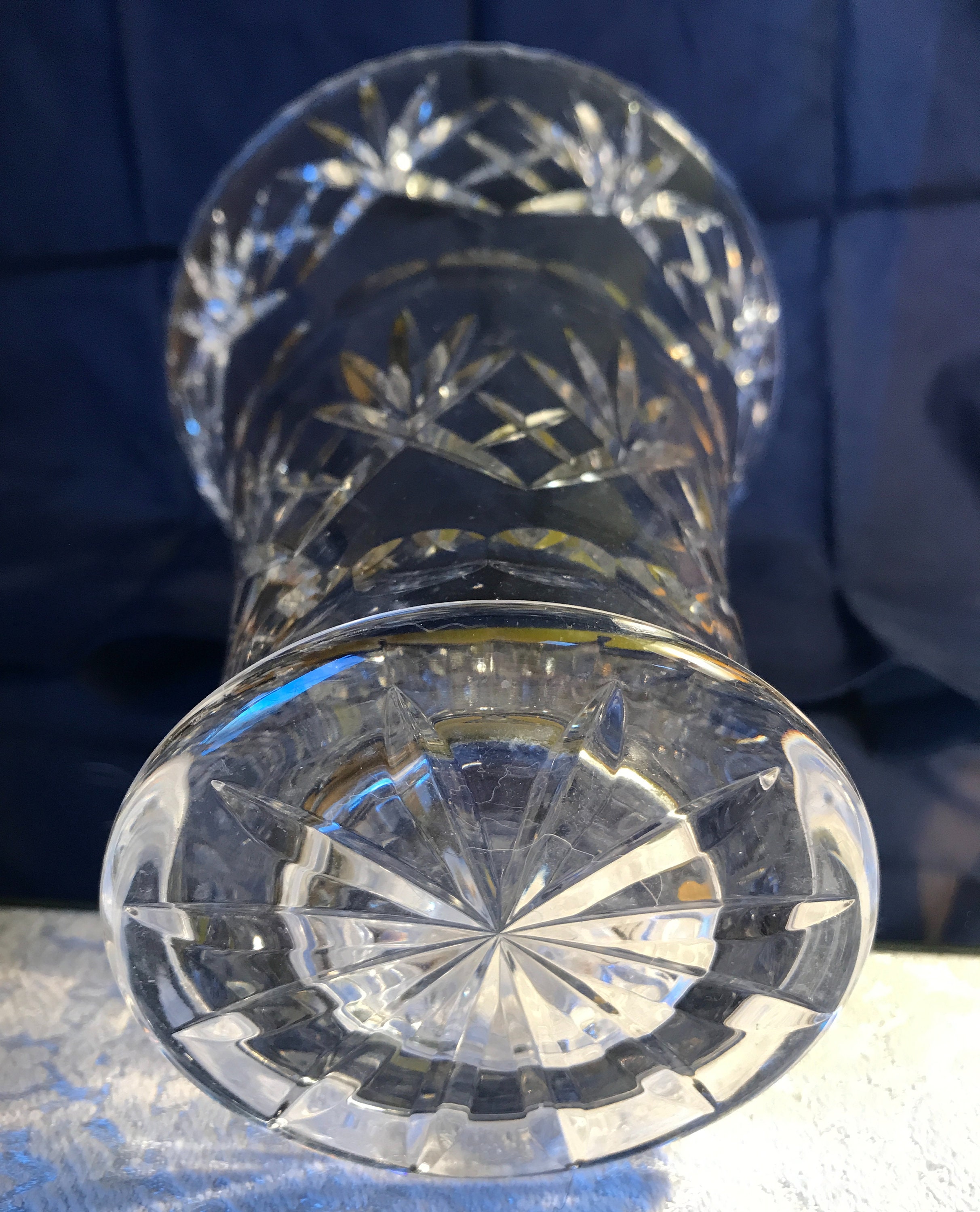 Vintage Large Crystal Flower Vase 21cm H X 16.5 W vase Opening - Etsy