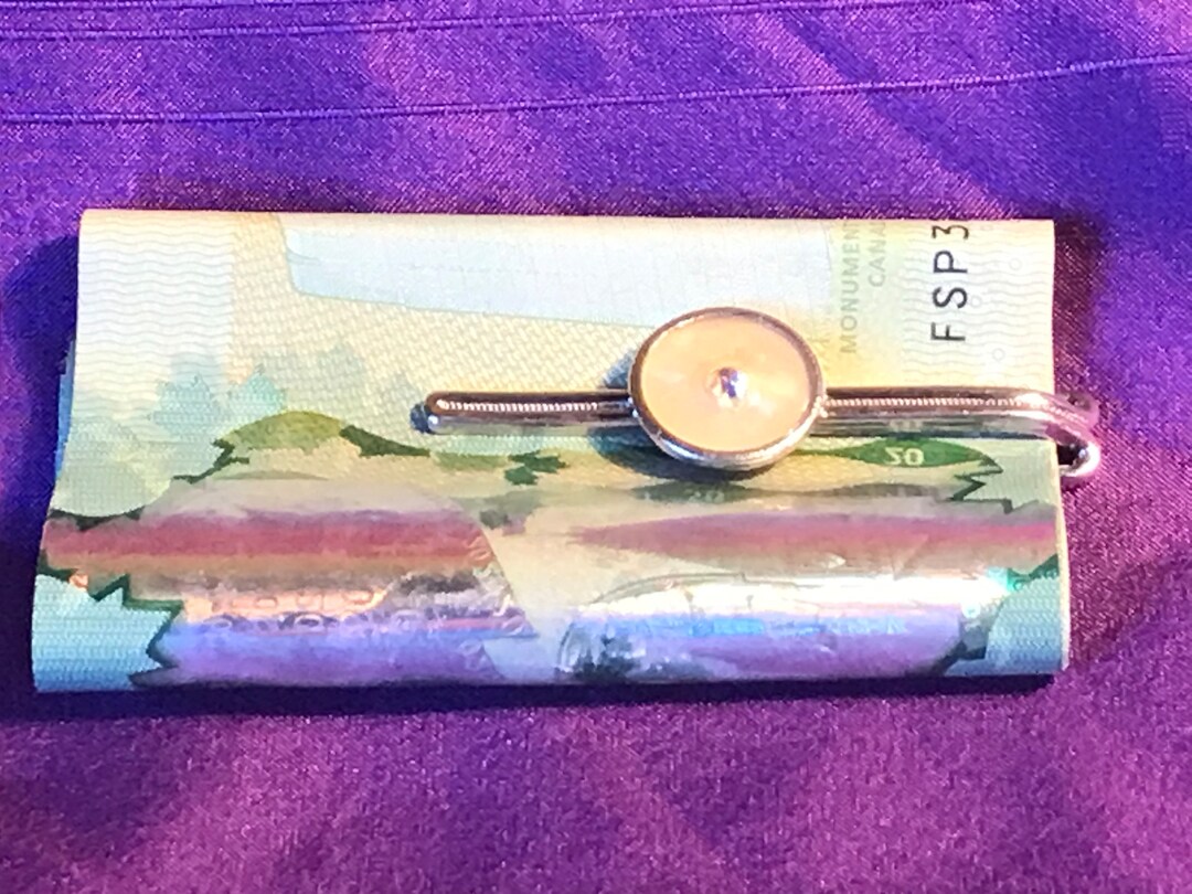 Mother of Pearl and Diamond Silver Money Clip, Dollar Holder, Money ...