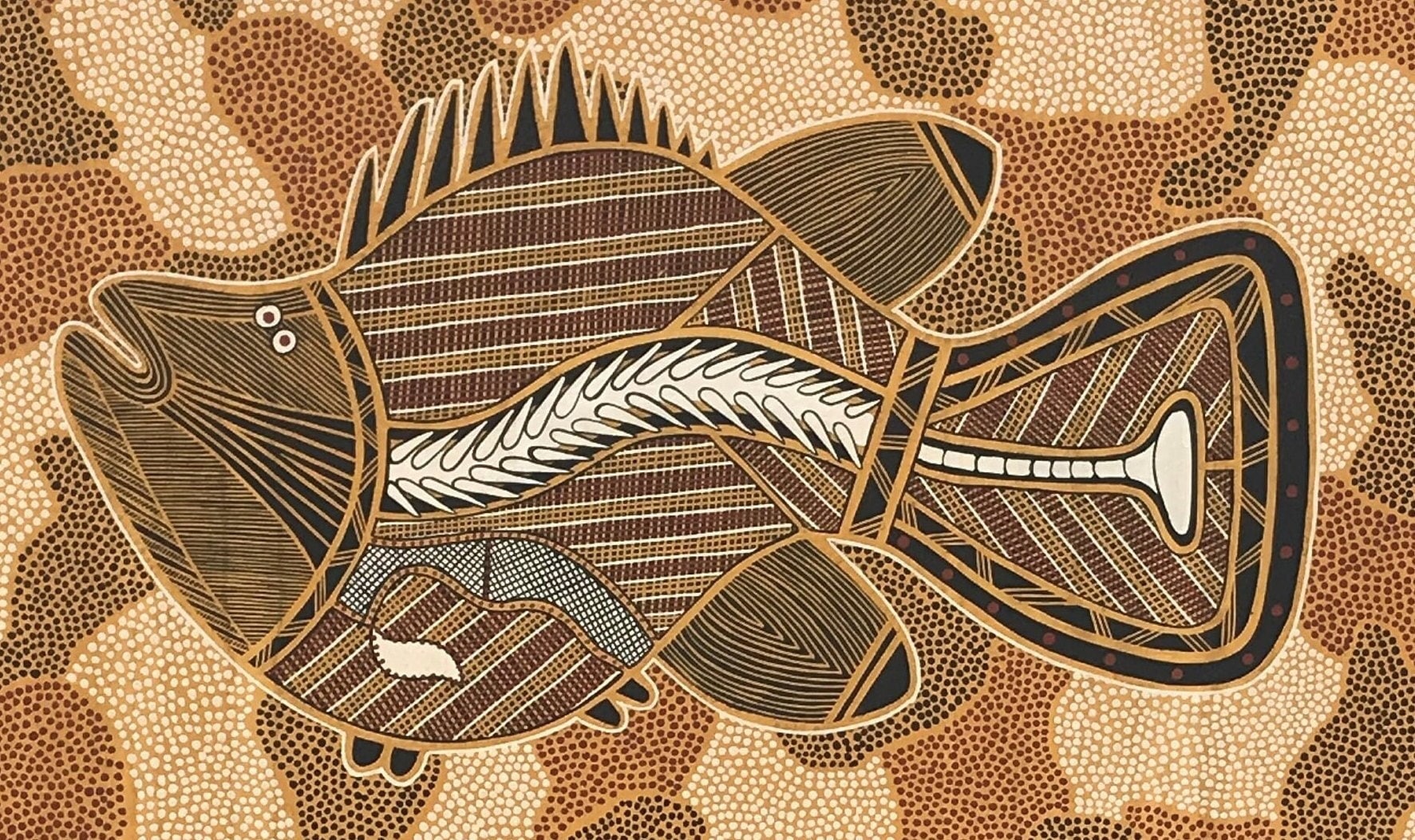 Original Oil Australian Aboriginal Dot Painting by Roy Link Two ...