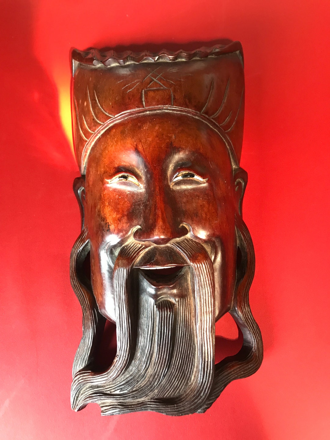 Antique Mask Exquisite Wood Asian Face Mask Hand Carved - Etsy