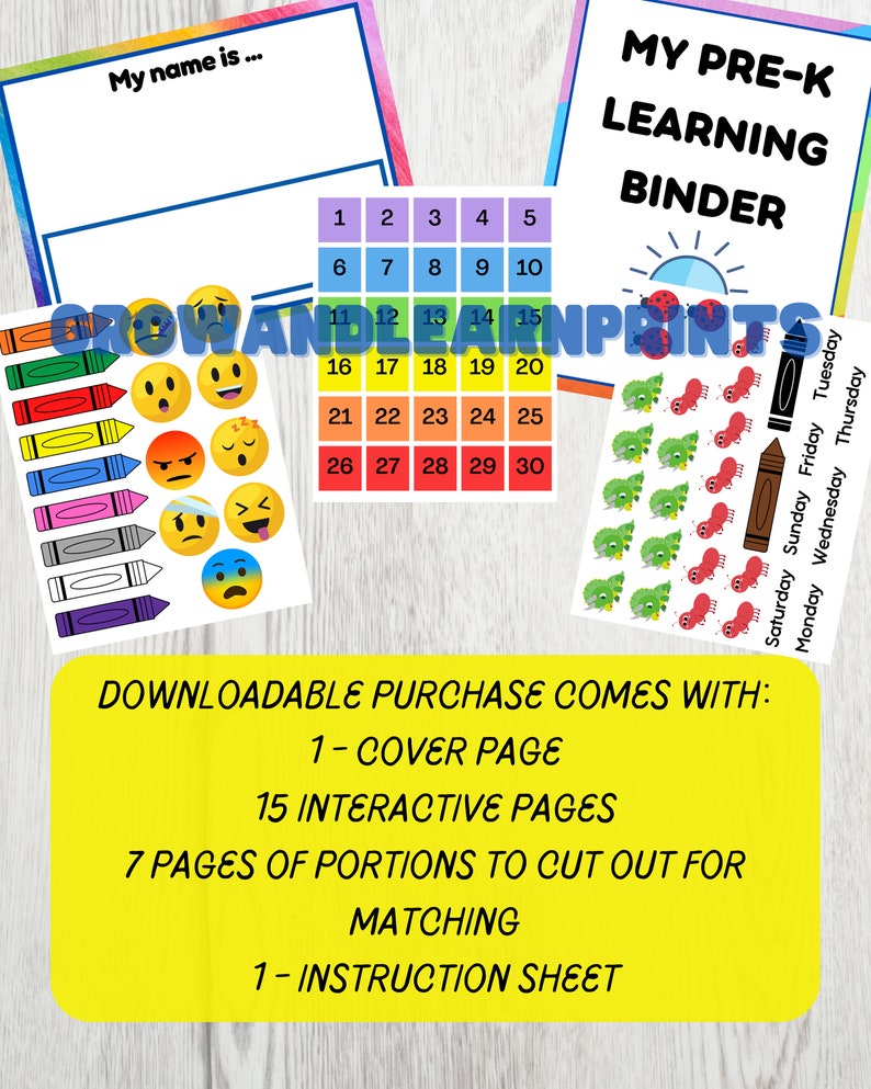 PRE-K & TODDLER Learning Binder, Busy Book, Homeschool Activity ...