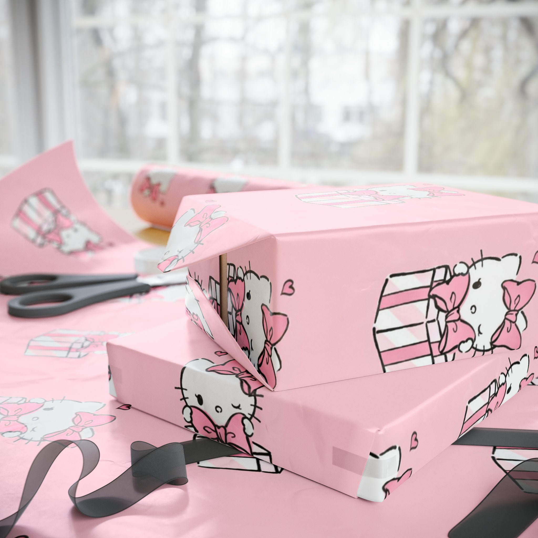 Light Pink Hello Kitty Wrapping Paper - Etsy