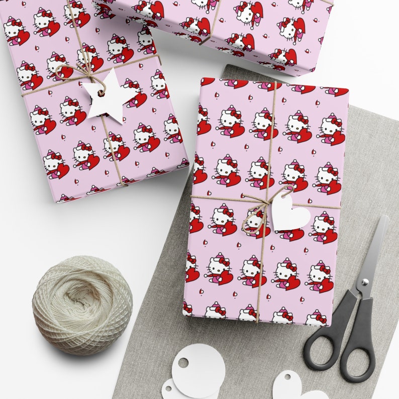 Christmas Pink Hello Kitty Wrapping Paper - Etsy