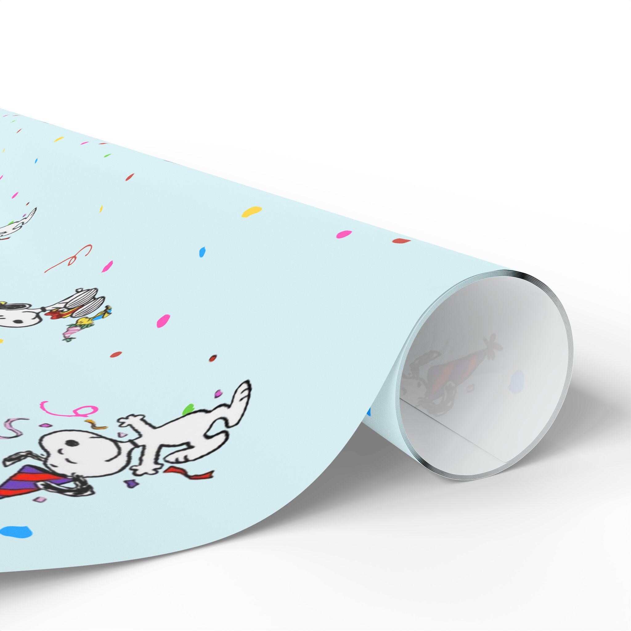 Snoopy Birthday Wrapping Paper | Pastel Blue Peanuts Gift Wrap ...