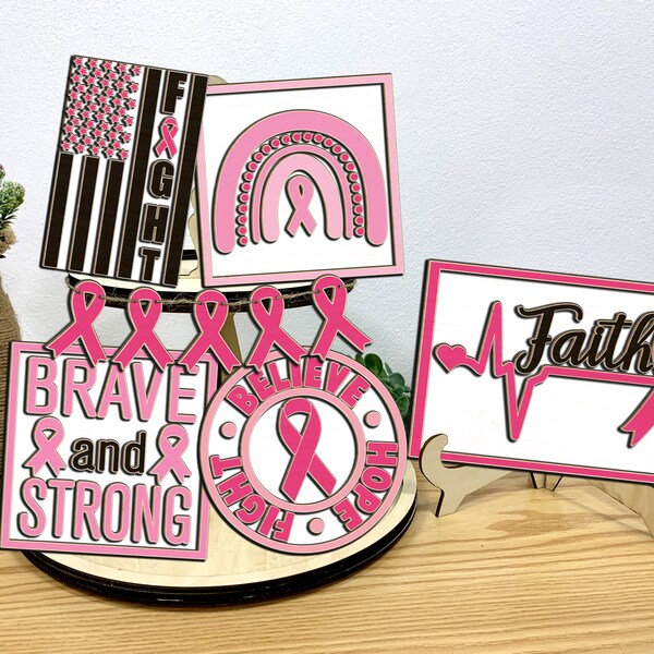 Breast Cancer Tier Tray Svg - Etsy