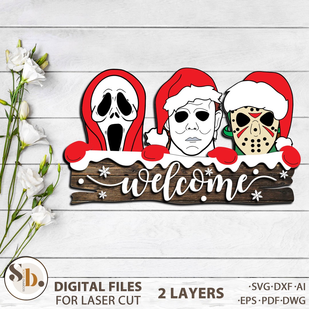 Horror Christmas Door Hanger Svg Christmas Sign Svg Horror - Etsy Australia