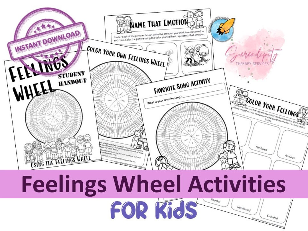 Feelings Wheel Activities - SEL Therapy Counseling DIGITAL DOWNLOAD - Etsy