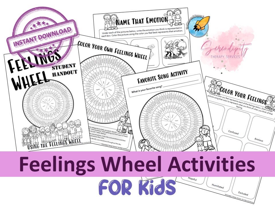 Feelings Wheel Activities - SEL Therapy Counseling DIGITAL DOWNLOAD - Etsy