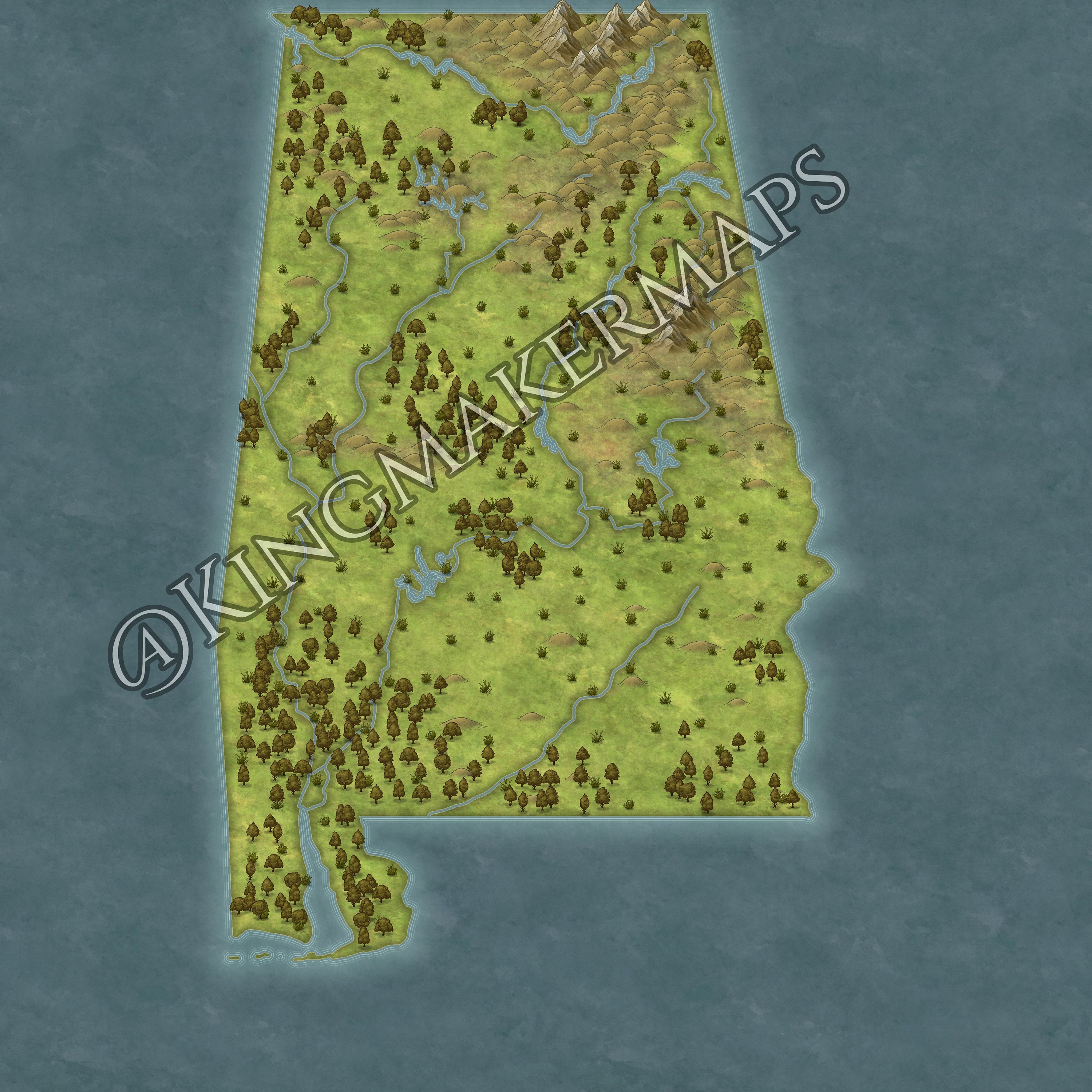 Dnd Alabama Map - US State Real Life - Etsy