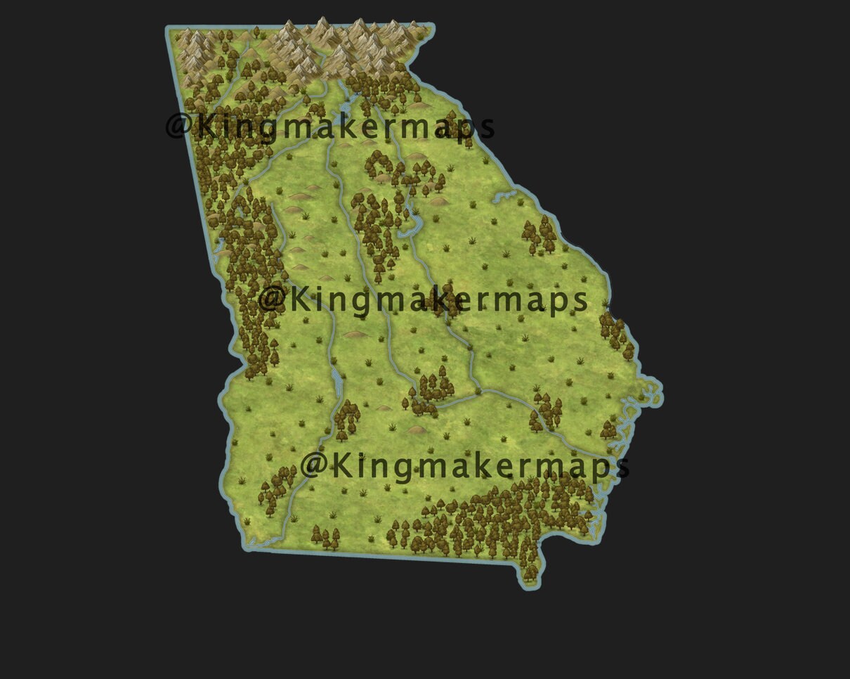 Dnd Georgia Map - US State Real Life - Etsy