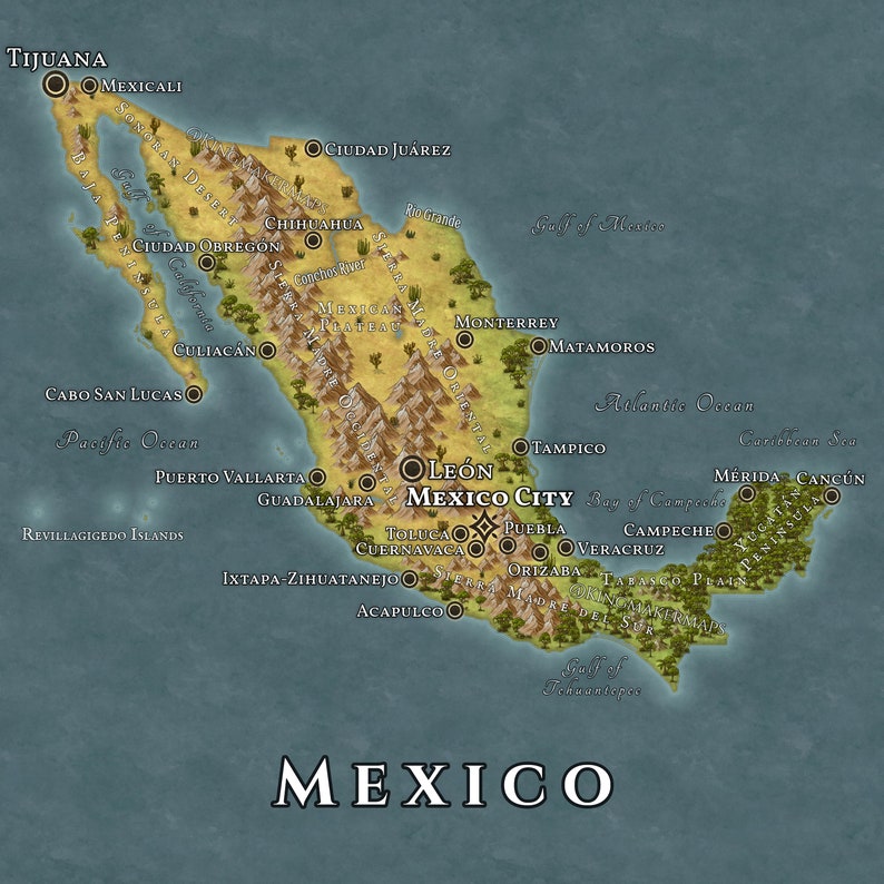 Dnd Real Life Map - Mexico - Etsy Canada