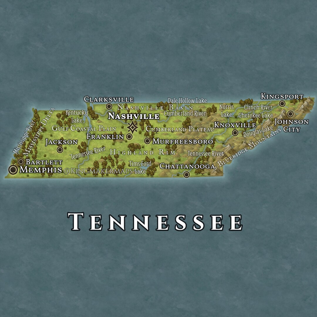 Dnd Tennessee Map - US State Real Life - Etsy