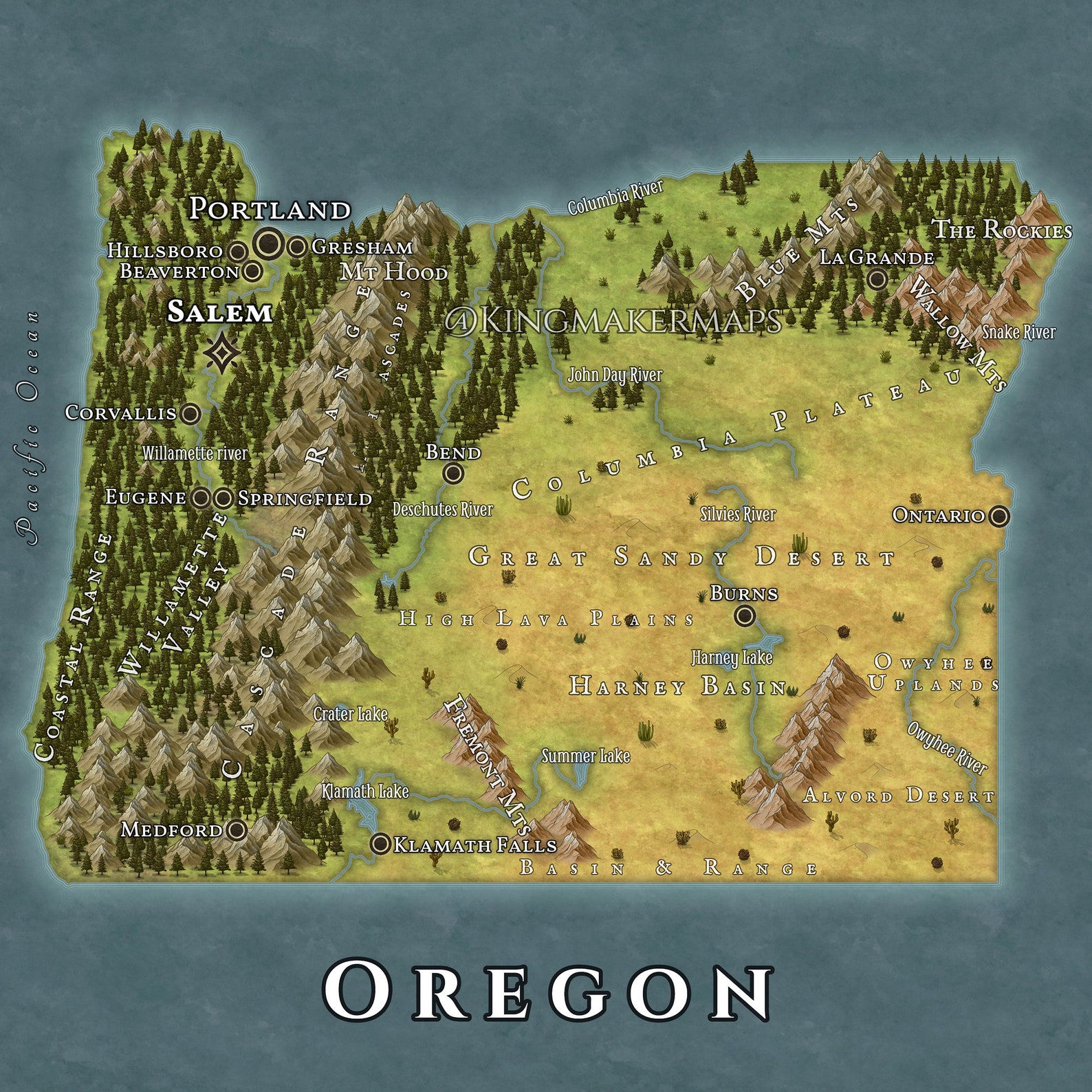 Oregon Clipart + Wallpaper Background + Dnd Map - Etsy