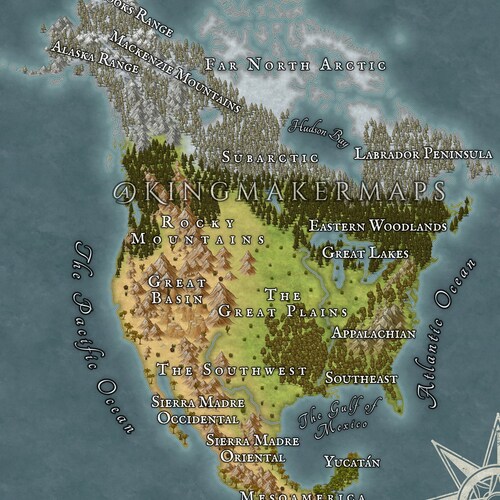 Dnd Real Life Map North America canada USA Mexico - Etsy Dnd Real Life Map North America canada USA Mexico - Etsy