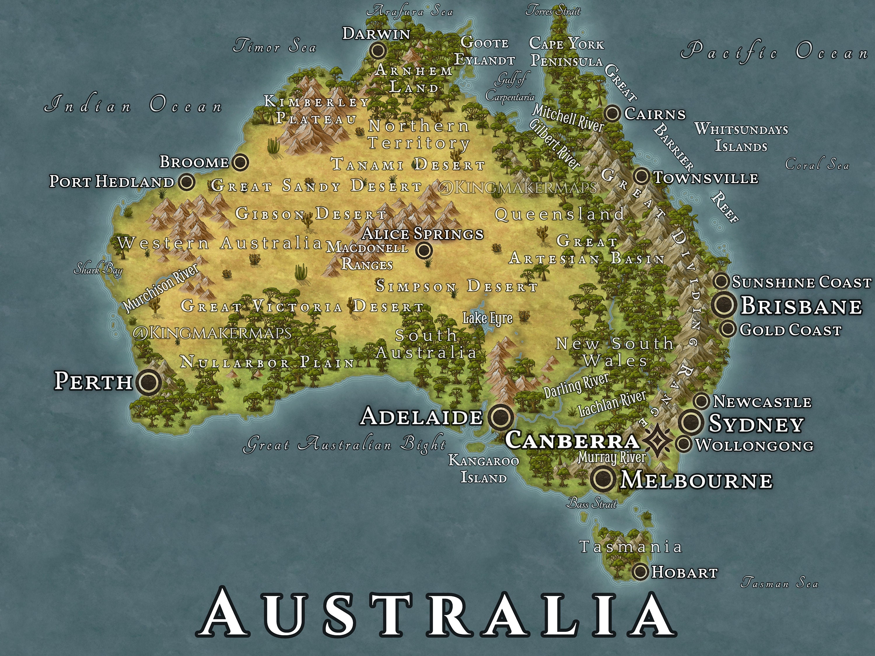 Dnd Real Life Map - Australia - Etsy