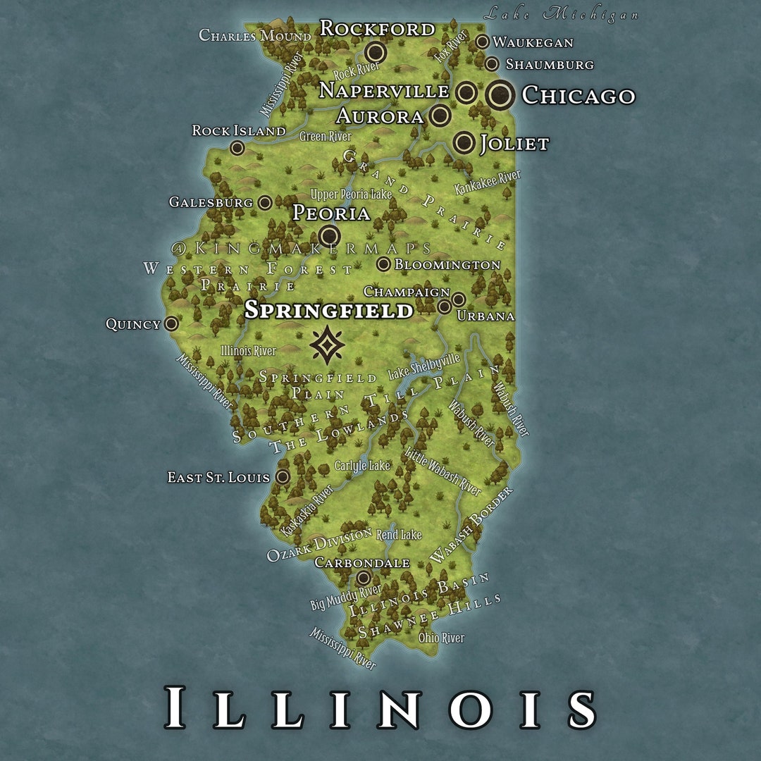 Dnd Illinois Map - US State Real Life - Etsy