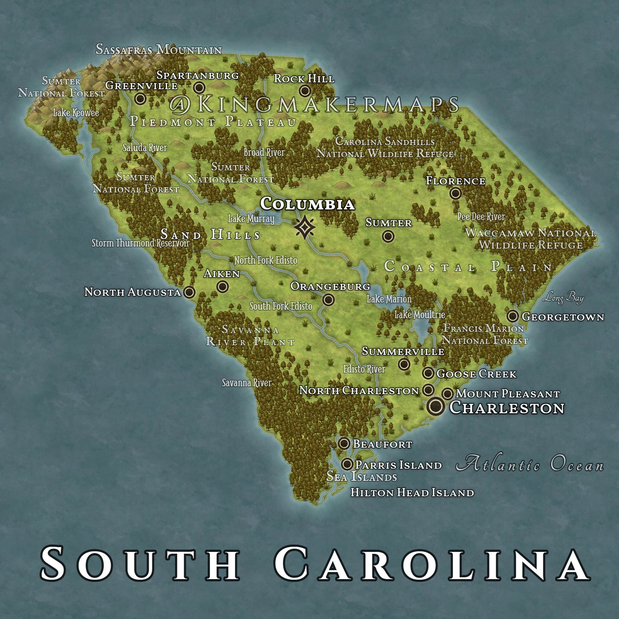 South Carolina Sassafras Map
