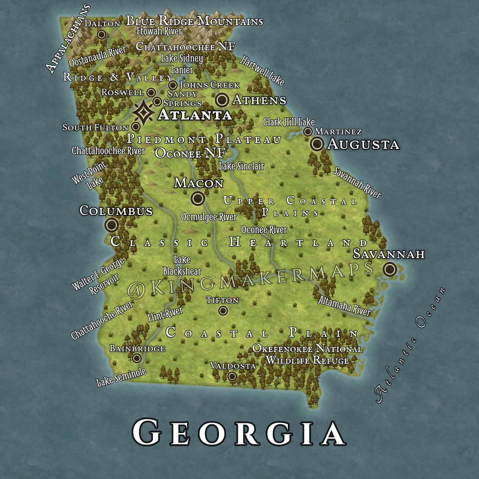 Dnd Georgia Map - US State Real Life - Etsy