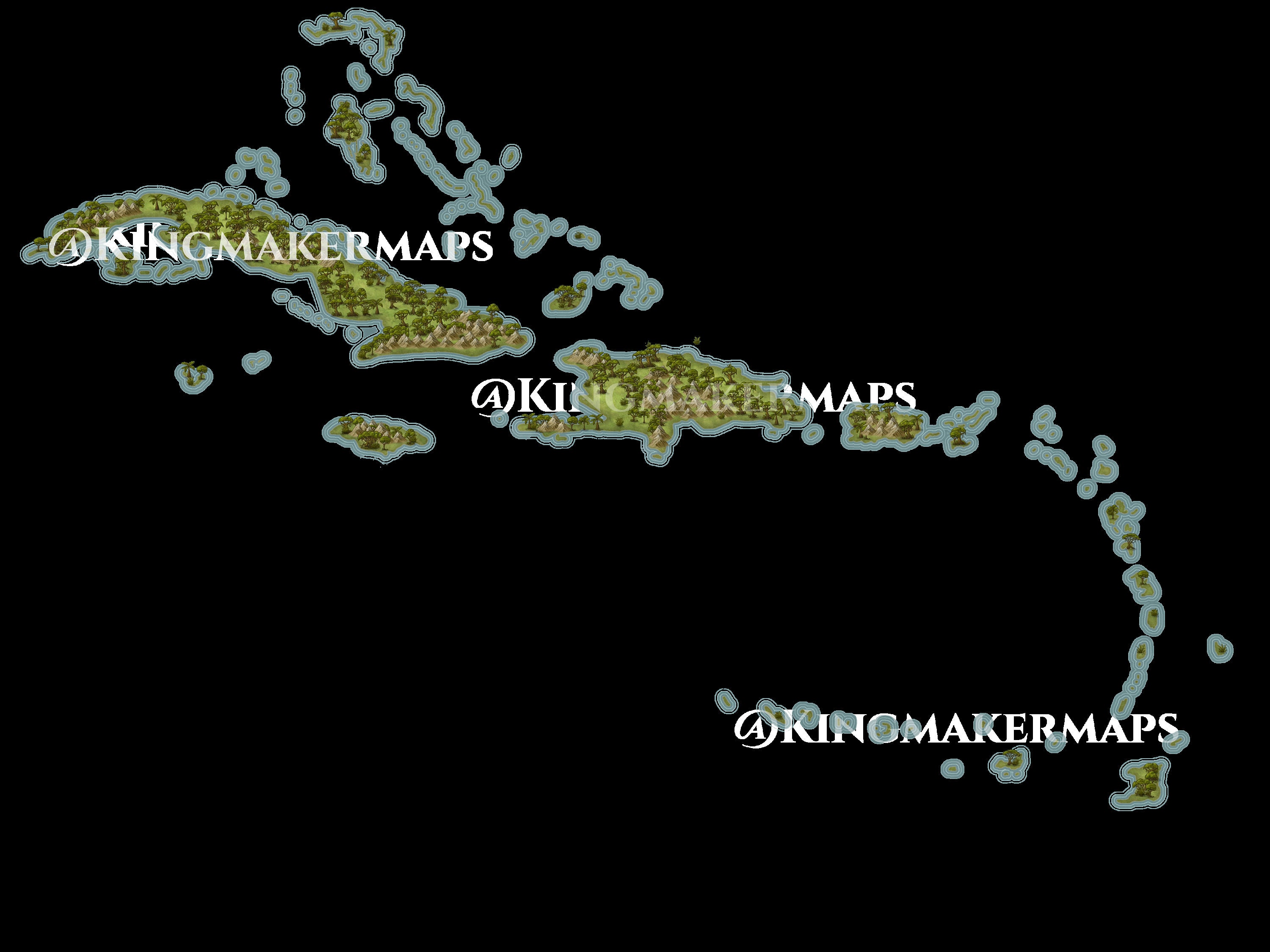 Dnd Real Life Map - the Caribbean (cuba, Hispaniola, Puerto Rico) - Etsy