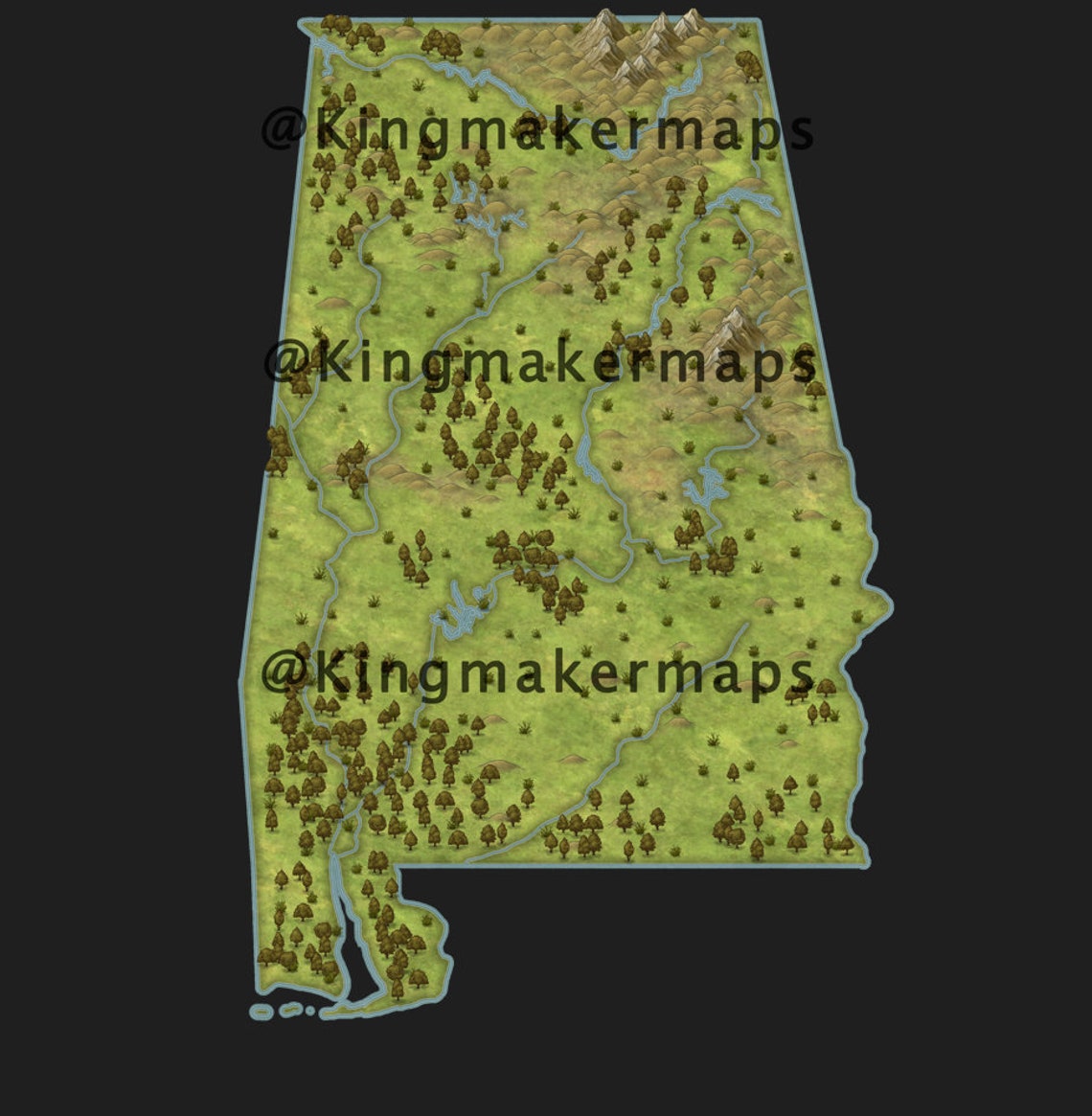 Dnd Alabama Map - US State Real Life - Etsy