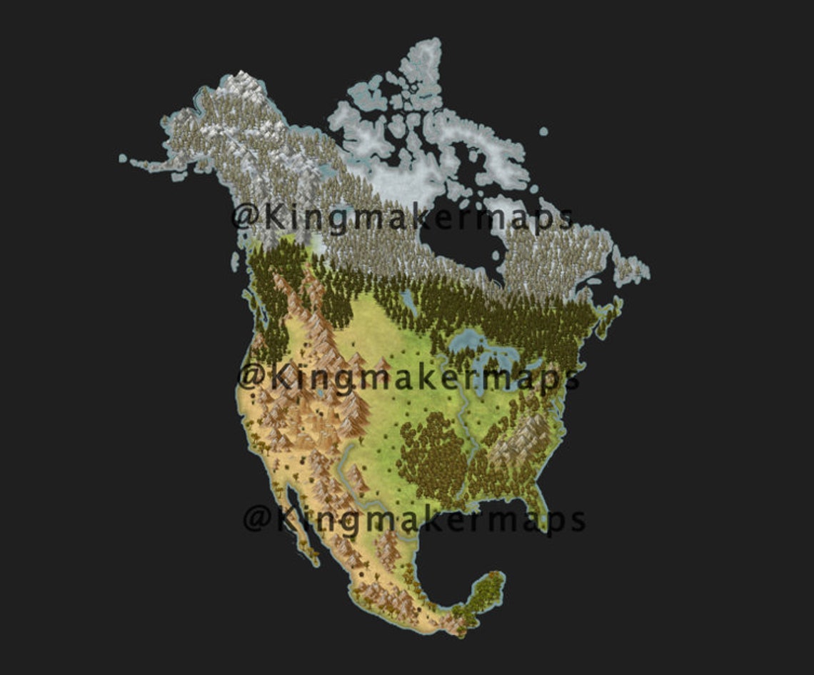 Dnd Real Life Map North America canada, USA, Mexico - Etsy Canada
