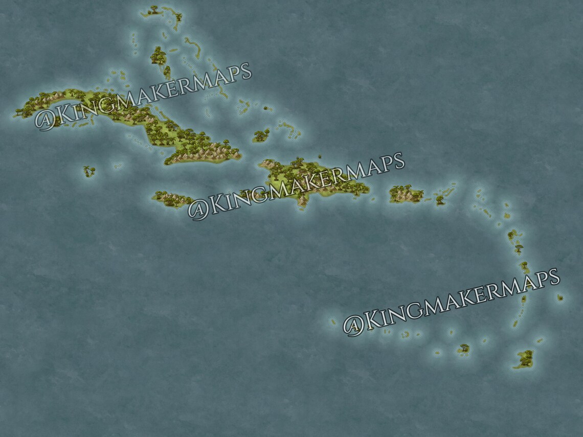 Dnd Real Life Map - the Caribbean (cuba, Hispaniola, Puerto Rico) - Etsy