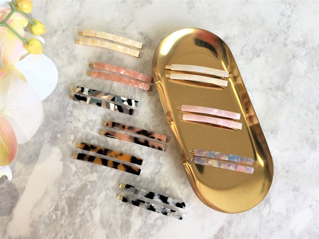 2-pack Tortoise Bobby Pin Set, Marble Bobby Pin, Slim Acetate Hair Pin ...